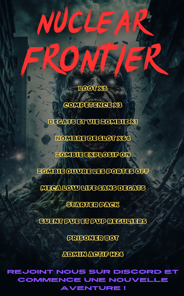 Nuclear Frontier : Loot X5 Full PvE Starter Pack Meca low life - Serveur Scum